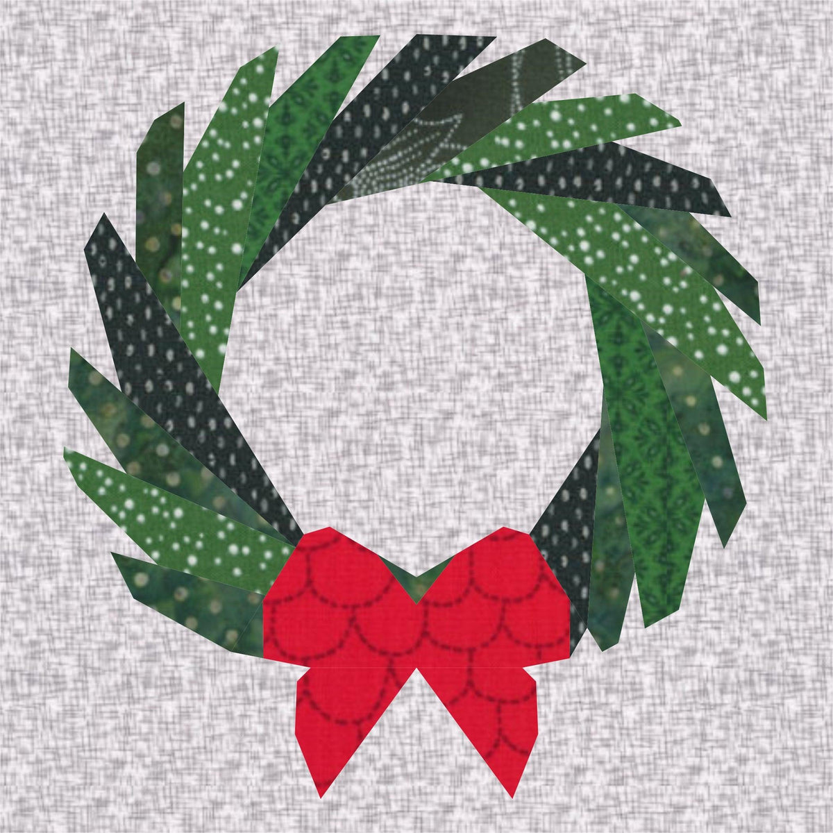 Christmas Wreath, Foundation Paper Piecing Pattern (FPP Pattern), Quilt Block, 4 Sizes Included ...