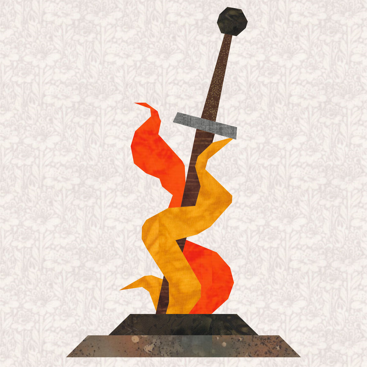 Blazing Sword, Foundation Paper Piecing Pattern (FPP), Quilt Block, 4 ...