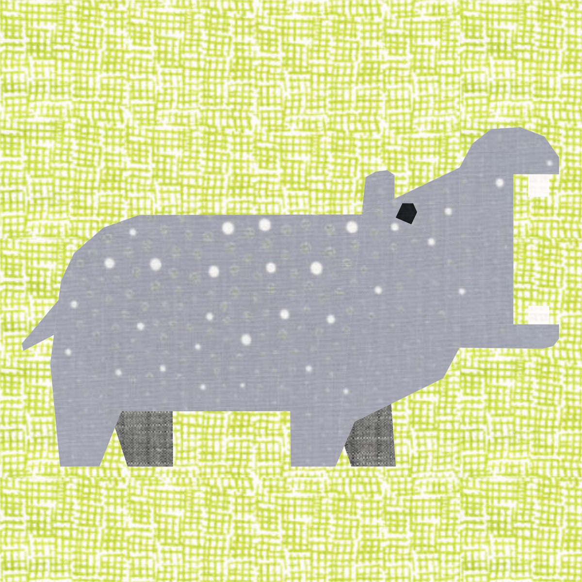 Hippo, Foundation Paper Piecing Pattern (FPP Pattern), Quilt Block, 4 ...