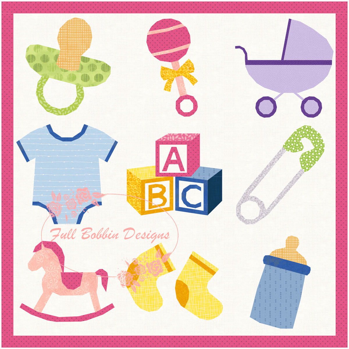 Baby Rattle, Foundation Paper Piecing Pattern (FPP), Quilt Block, 3 ...