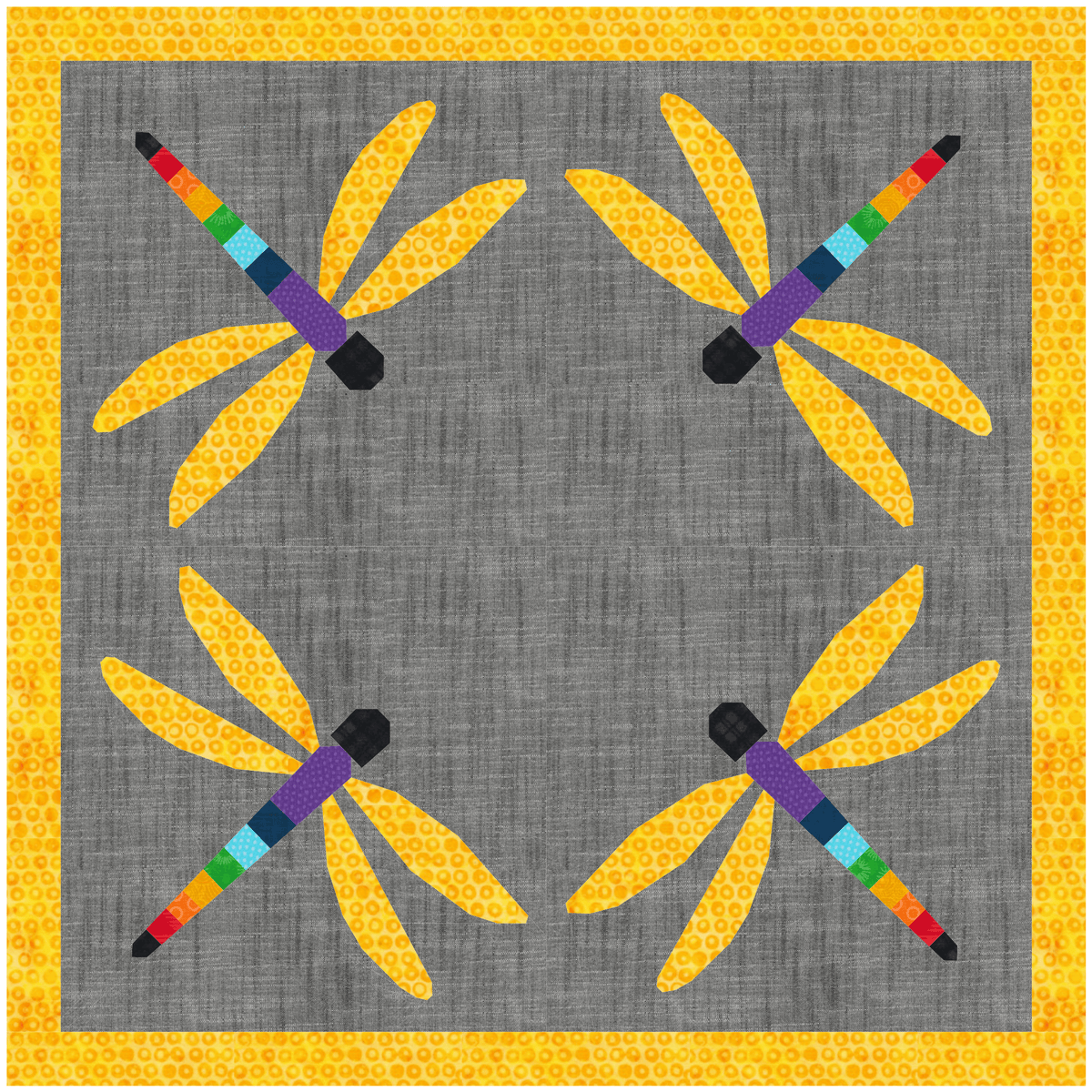 Dragonfly, Foundation Paper Piecing Pattern (FPP Pattern), 3 sizes ...