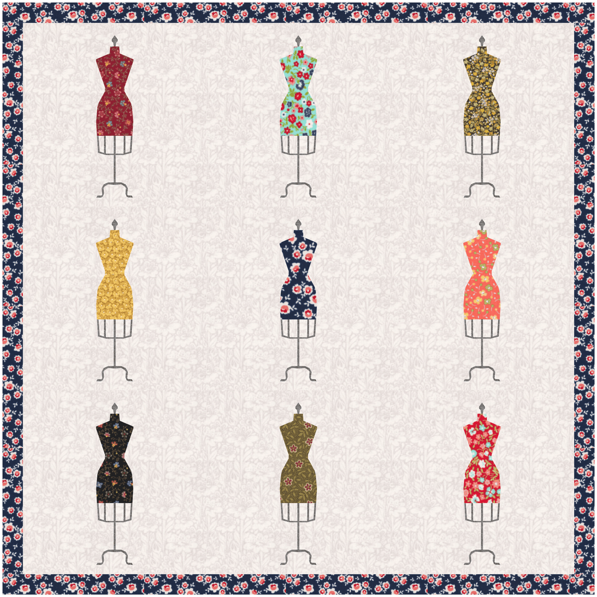 Dressmakers Dummy, Foundation Paper Piecing Pattern (FPP Pattern), 4 ...