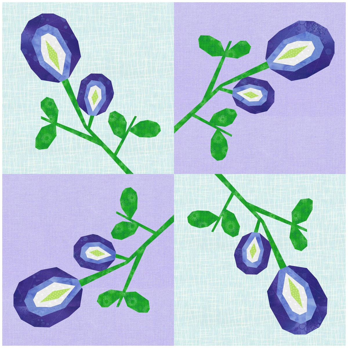 Butterfly Pea, Flower Foundation Paper Piecing Pattern (FPP Pattern ...