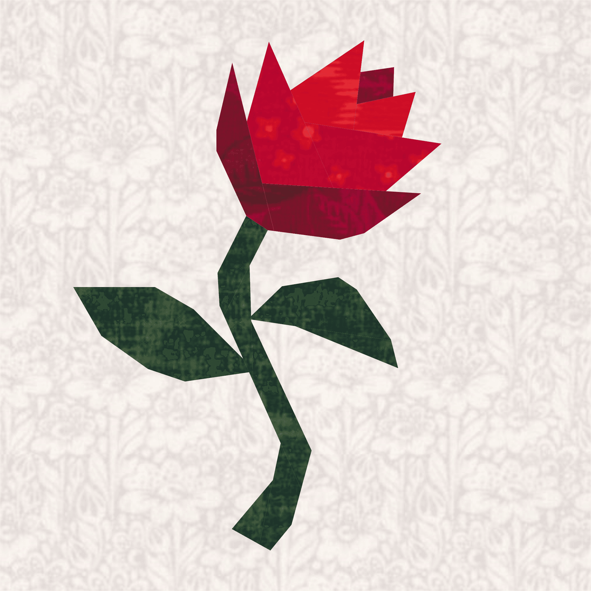 Single Rose, Foundation Paper Piecing Pattern (FPP), Quilt Block, 3 ...