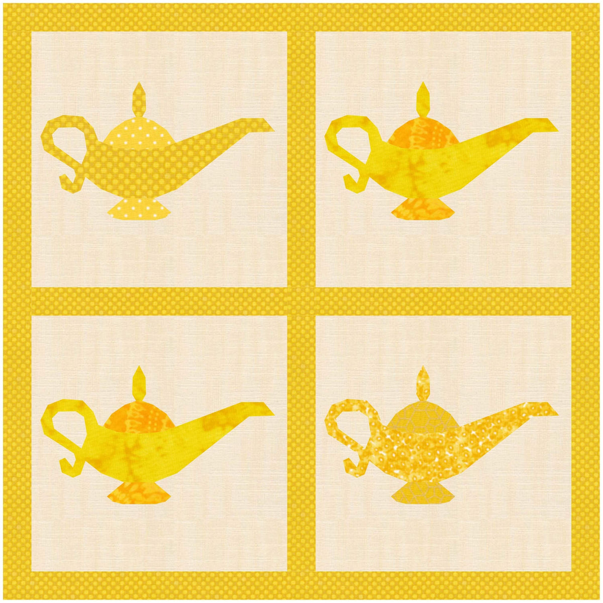 Three Wishes, Genie Lamp, Foundation Paper Piecing Pattern (FPP Pattern ...
